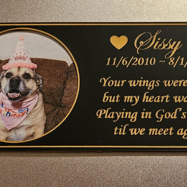 Engraved Pet Loss Poem Plate Frame Plates 3 Square Many Choices or ...