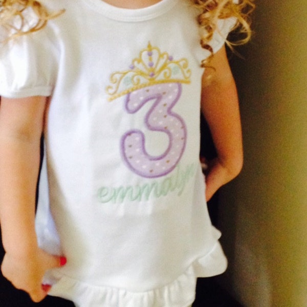 Princess Crown Birthday Number 3 Machine Embroidery Applique Design 4 ...