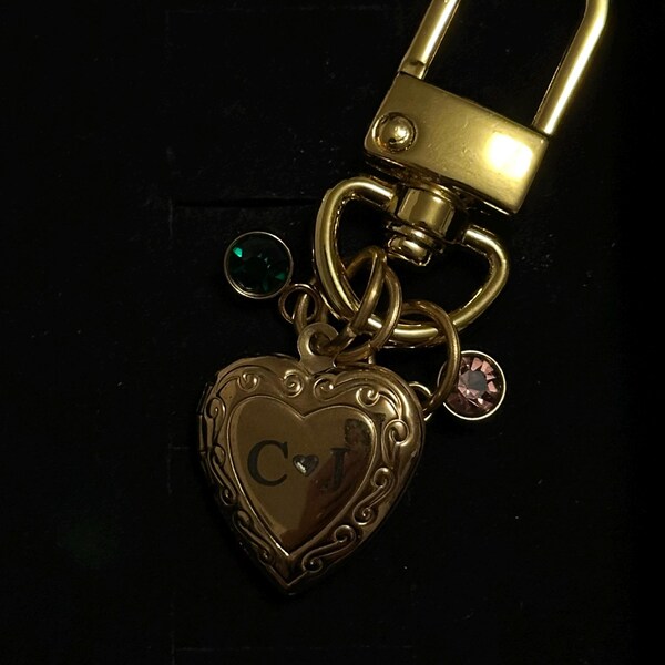 Locket Keychain, Bag Charm, Heart Charm Bag Charm, Personalized ...