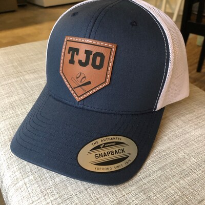 Personalized Player Number Leather Patch Hat Personalized Baseball Hat ...