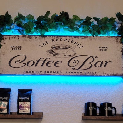 Coffee Bar Sign Freshly Brewed Coffee Beans Artwork Large Wall Art ...