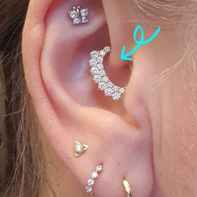 Titanium Conch Ring With One Side Swarovski Jewelled Cz Micro Barbell ...