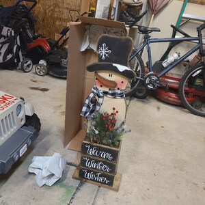Standing Wood Snowman/3 Ft Tall/primitive Winter Decor/ Rustic Snowman ...