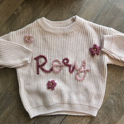 Custom Name Letter Sweater, Hand Knit Sweater, Baby Initial Sweater ...