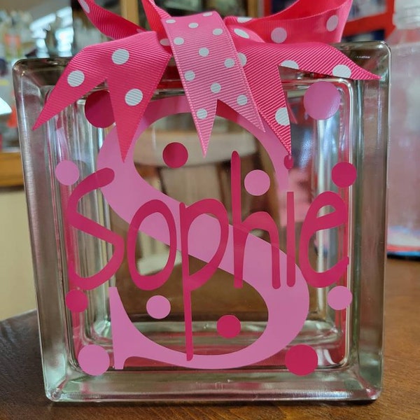 Girls Customized/personalized Glass Block Money Bank/piggy Bank (6-inch ...