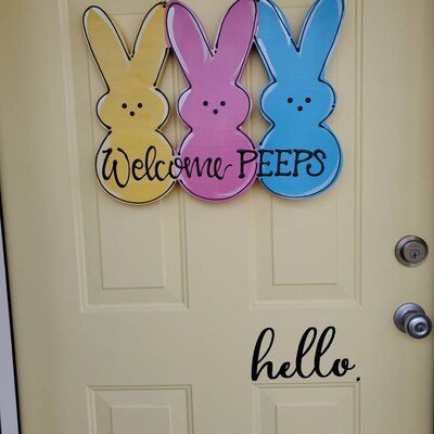 Easter Peeps Door Hanger With Hand Lettering Options - Etsy