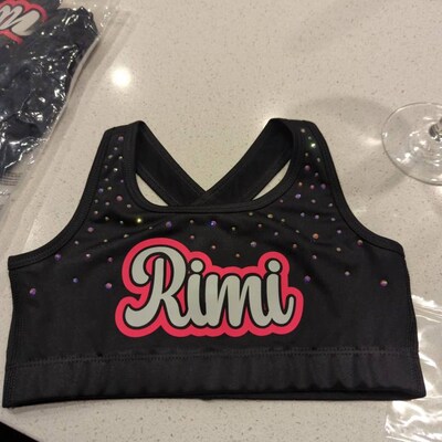 Personalized Rhinestone Sports Bra With Name or Word of Your Choosing ...