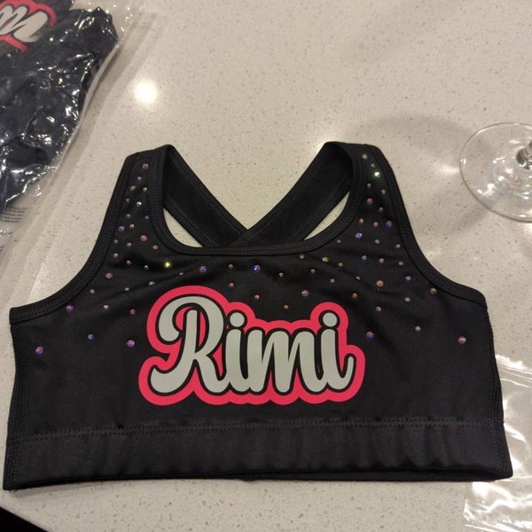 Personalized Rhinestone Sports Bra With Name or Word of Your Choosing ...