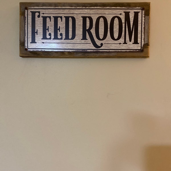 Feed Room Metal Sign - Distressed White Rustic Looking - Color Imprint ...