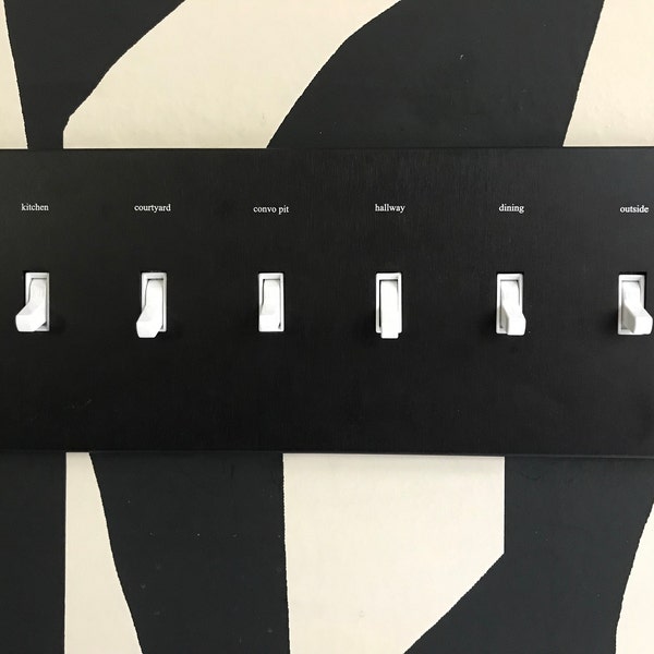 Custom Labeled Metal Toggle Switch Plate: Modern 6 Gang Cover - Etsy