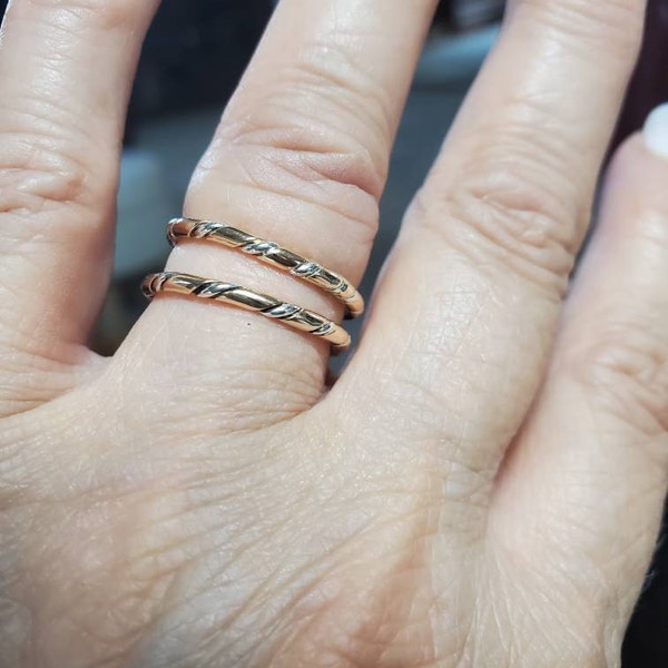 Twisted Ring Sterling Silver 14k Gold-filled Mixed Metal Midi Ring Stacker Ring Two Toned Twist ...
