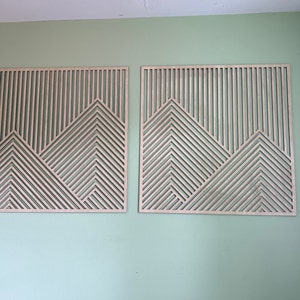 Mountain With Lines Panel Set of 2-3 Wood Wall Art Decor - Etsy