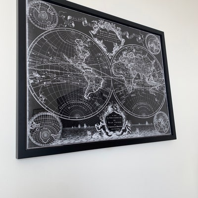 1720 Old World Map,black Map Wall Art, Historic Map Antique Style Map Art Guillaume De L'isle ...