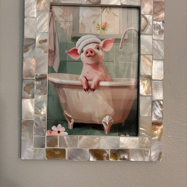 Pig in Bathtub Bathroom Print, Cute Home Decor, Funny Bathroom Wall Art ...