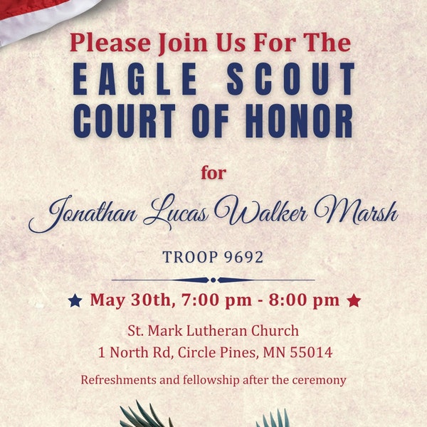 Court of Honor Canva Template Invitation With Photos - Eagle ...