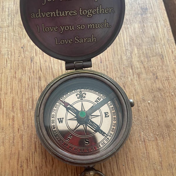 Personalised Brass Compass, Wedding Gift, Anniversary Gift Men, Gift ...