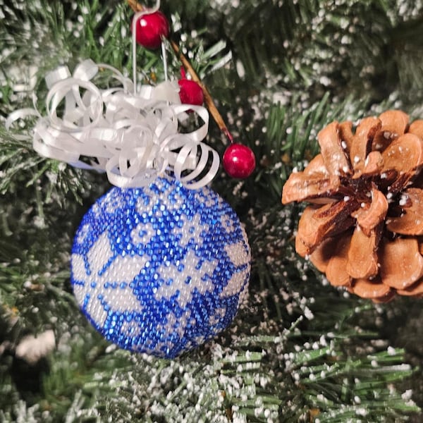Beaded Crochet Ball Pattern PDF – 6cm Christmas Ornament Scheme – Bead ...