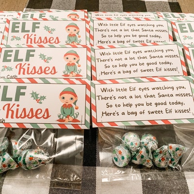 ELF Kisses Treat Bag Christmas Toppers, Printable Christmas Toppers ...
