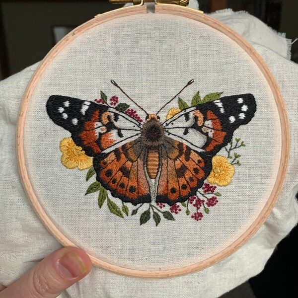 Butterfly: Hand Embroidery Pattern, Thread Painting Tutorial, Instant ...