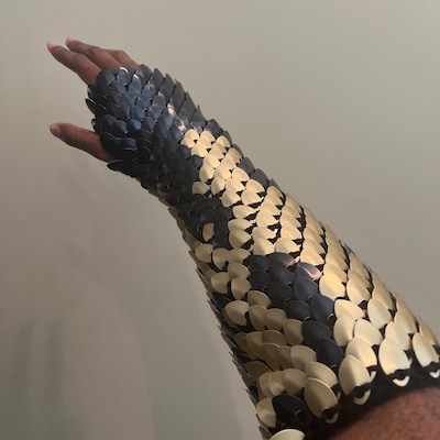 Scale Maille Knitted Dragonhide Armor Gauntlets Elbow Length Fully ...
