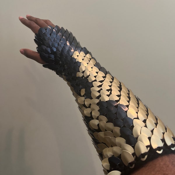 Scale Maille Knitted Dragonhide Armor Gauntlets Elbow Length Fully ...