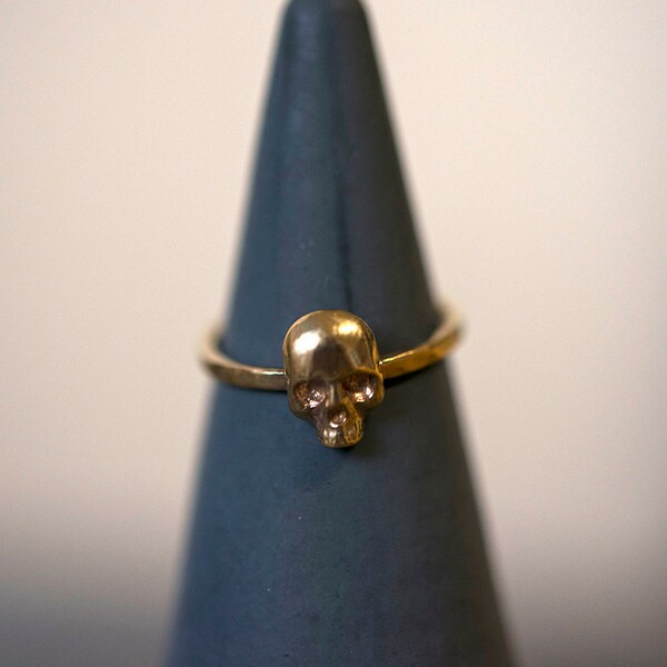 Skull Ring, 14K Solid Gold Skull Ring, Skull Engagement Ring, Gothic ...