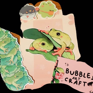 Frog Stack Bookmark Frog Art Cute Bookmark Laminated Cottagecore Book Book Lovers Frog ...