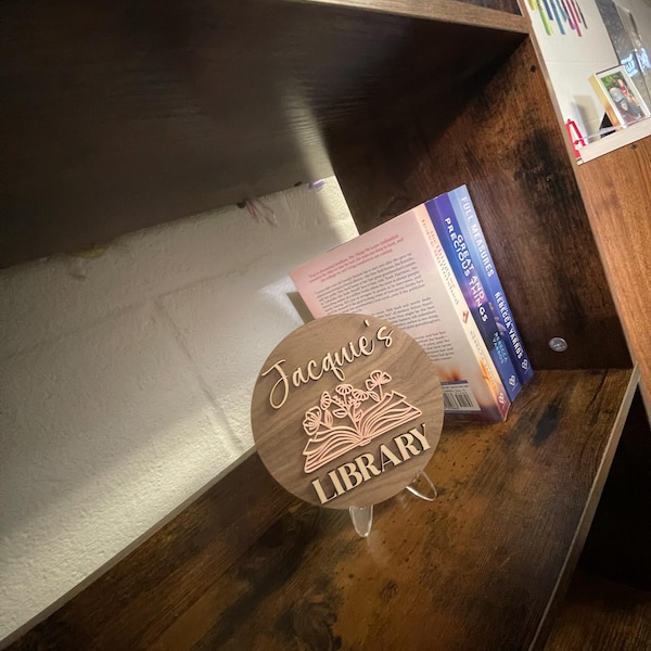 Personalized Library Sign, Book Shelf Decor, Gift for Book Lover ...