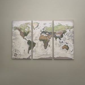 World Map Push Pin, USA National Parks Included, Illustrated World Pin ...