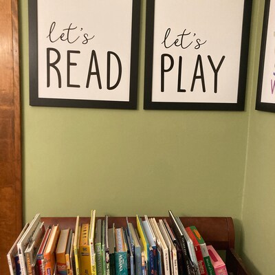 Set of 2 Playroom Printables, Let's Play, Let's Read, Playroom Wall Art ...