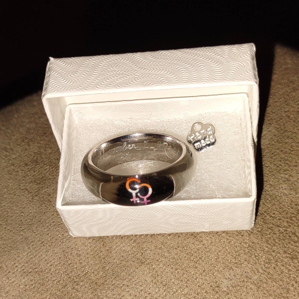 Stainless Steel Engraved LGBT Symbol Rings: Gay, Lesbian, Pansexual ...