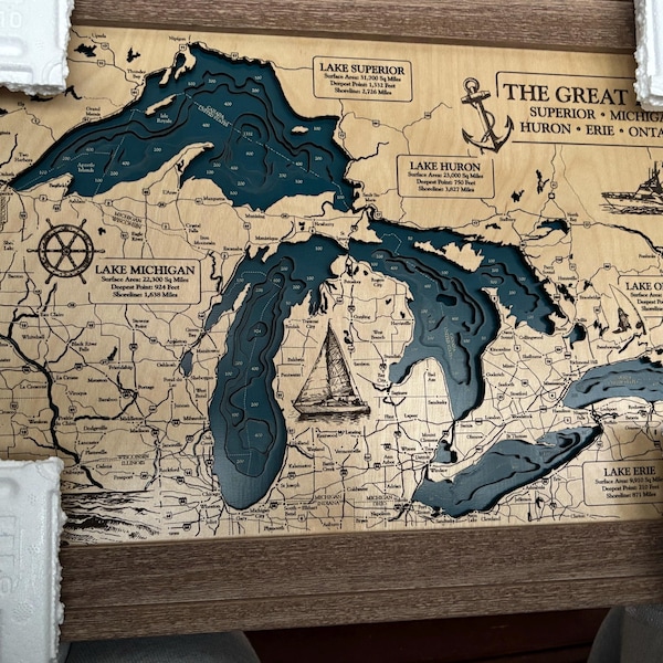 Geneva Lake - Custom Wood Map - Art - 3D Wall Art - Contour Map - Lake ...