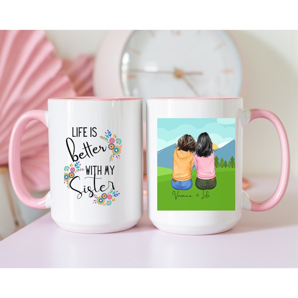 Pink Handle Mug Mockup | 15 Oz. Mug Mockup | Two Mugs Mockup | 15 Ounce ...