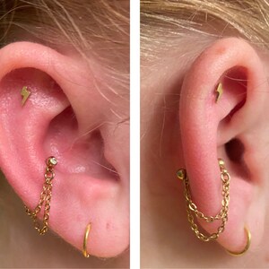 16g Chain Curved Barbell Rook Chain Earring Eyebrow Ring - Etsy