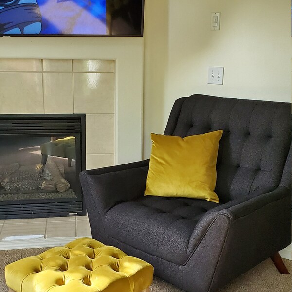 Mustard Yellow Chesterfield Bench Ottoman | Entryway Bench Ottoman ...
