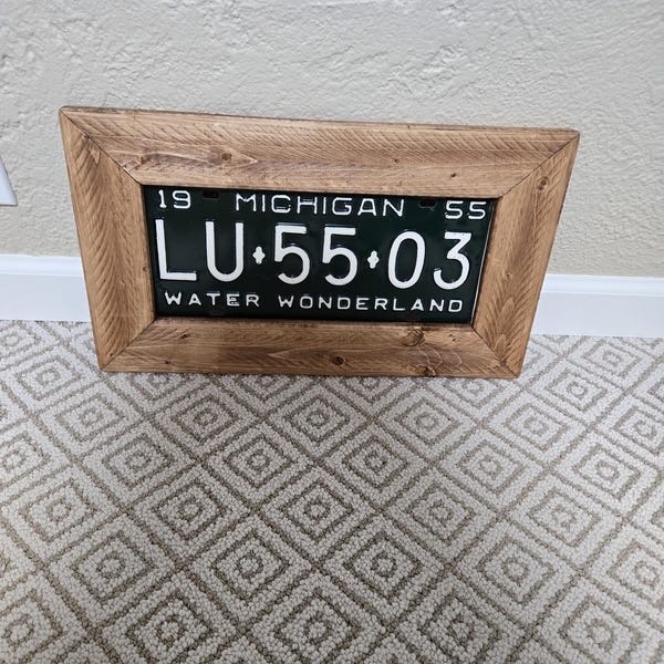 Rustic Barnwood License Plate Frame: Man Cave Bar Decor - Etsy
