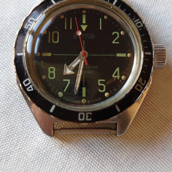 Collectible Watch VOSTOK Amphibian Rare Black Bezel Manual Winding ...