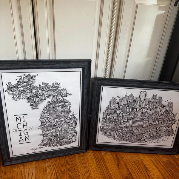 Detroit Drawing Print - Etsy