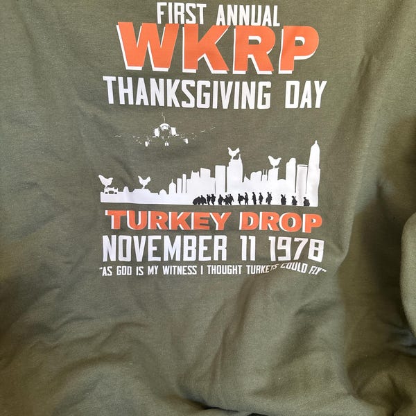Vintage Thanksgiving Turkey Drop WKRP Shirt Sweater Hoodie, First ...