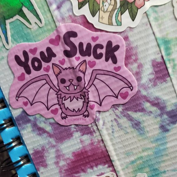 Vampire Bat Sticker, Bat Decal, Halloween Sticker, You Suck, Vampire ...