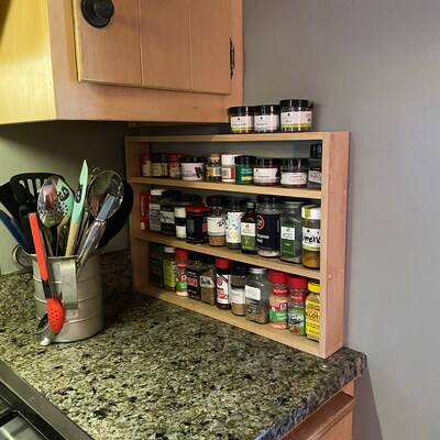 Customizable Countertop Spice Rack, Fixed Shelves, Assorted Wood Types ...