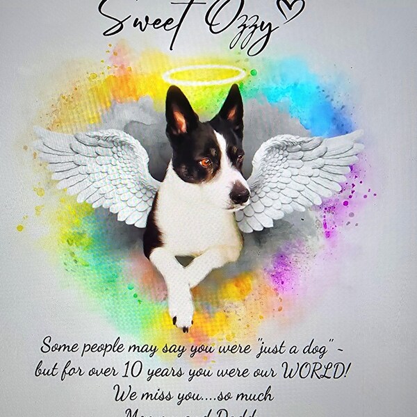 Personalized Dog Memorial Gift, Pet Memorial Photo Frame Canvas Plaque ...