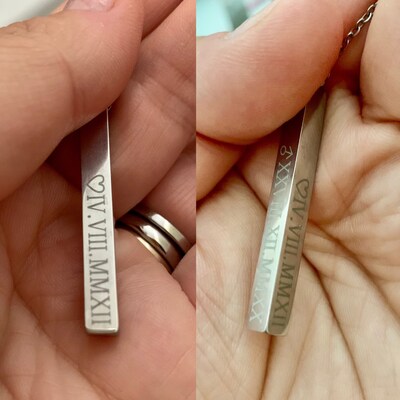 Stainless Personalized 3D Bar Necklace, Custom Necklace, Engraved ...