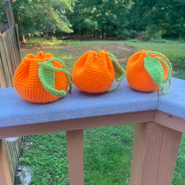 Crochet Orange Bag PATTERN, Drawstring Bag PATTERN, Crochet Drawstring ...