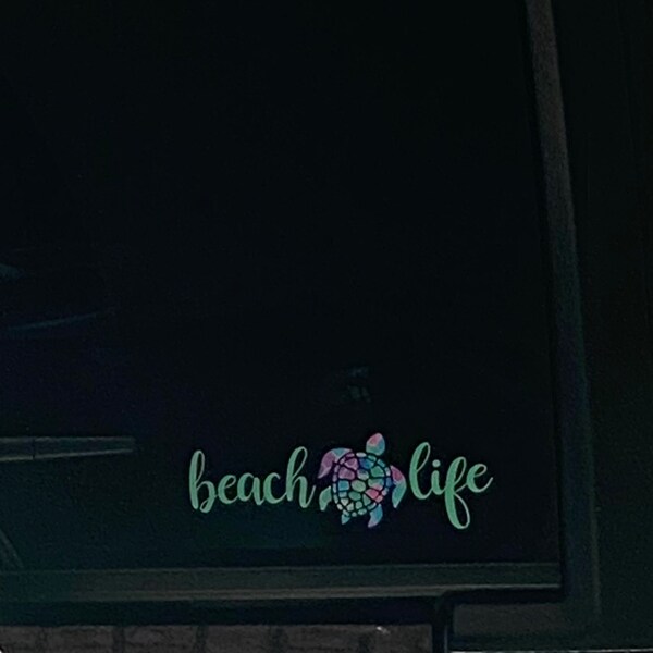 Sea Turtle Decal, Beach Life Decal, Summer Decal, Beach Decal, Vinyl ...