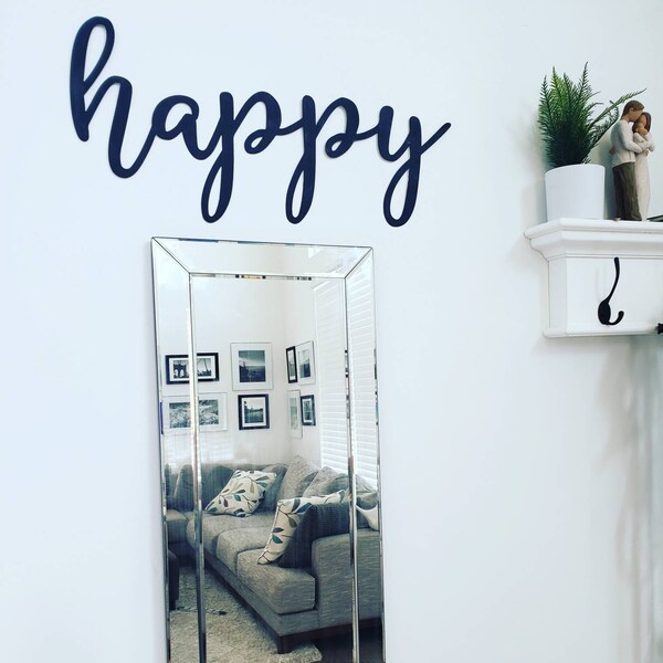 Happy Metal Sign - Metal Wall Art - Happy Word Sign - Metal Words ...