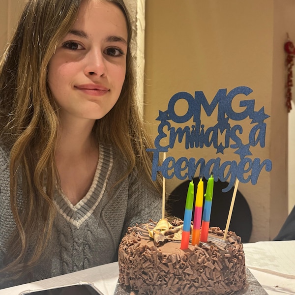 Personalised OMG Teenager Cake Topper Glitter Card 13th 13 Party ...