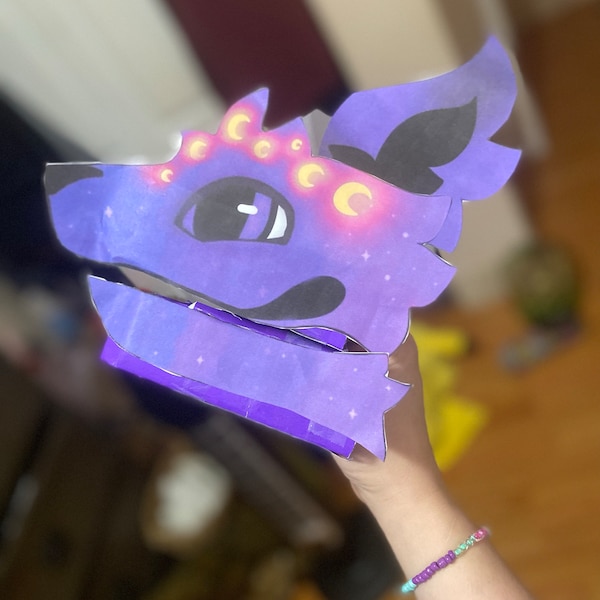 Digital Printable Paper Dragon Puppet DIY - Etsy