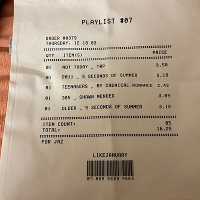 Custom Song Receipt Tote Customizable Song Playlist Tote Bag - Etsy