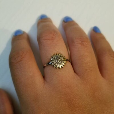 Rustic Boho Flower Ring, Hipster Flower Ring, Sunflower Ring, Hipster ...